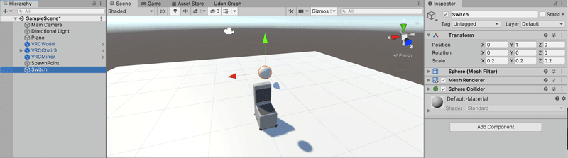 VRChat SDK 入門 (4) - スイッチの利用｜npaka