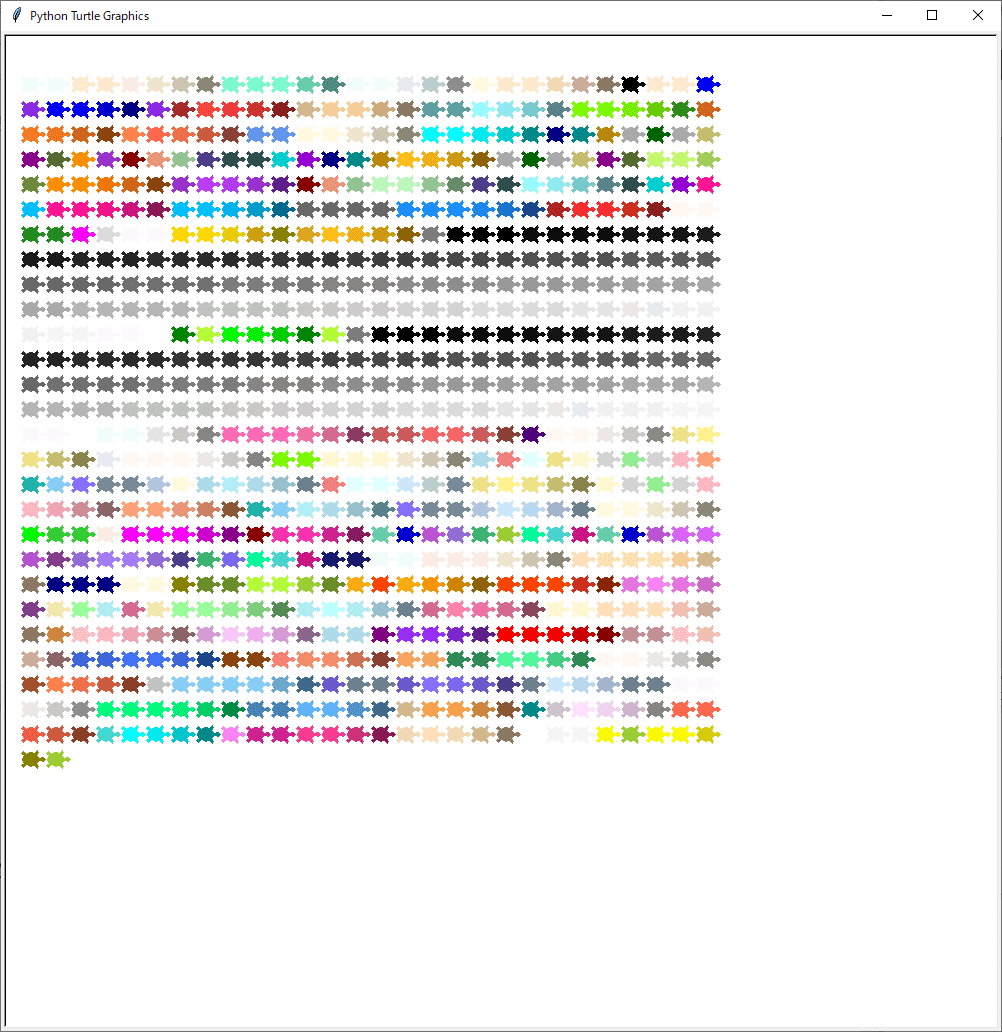 turtleモジュールで使えるカラーネームを調べてみた。in Python3.10｜metch(めっち)@プログラミング