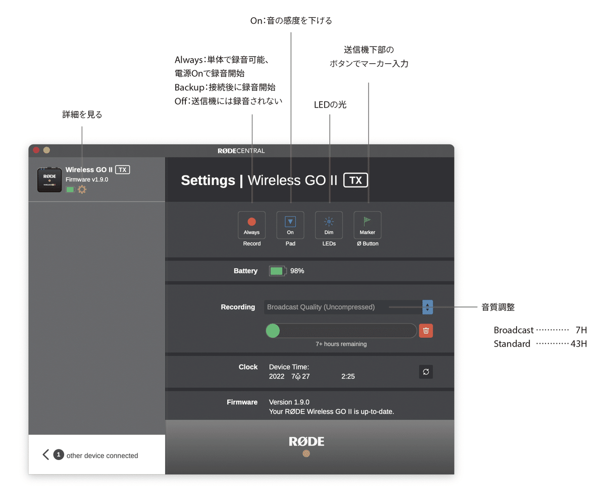 Wireless GO IIの「RODE Central.app」｜鷹野 雅弘