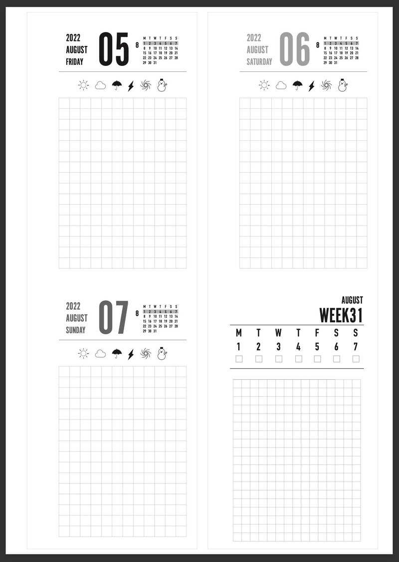 MINI6/A5サイズリフィル無料ダウンロード[ 8月分 ]｜note1015