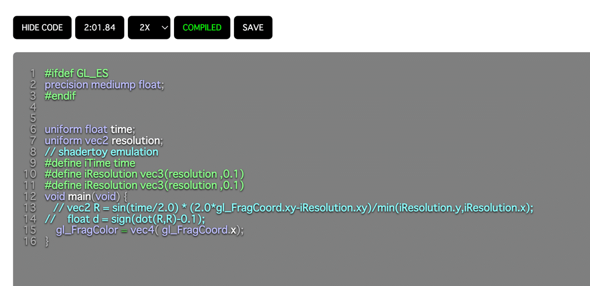 🎡GLSL入門 非常に簡単なワンライナー sign関数の使い方 gl_FragCoordの仕様｜無流アクタ