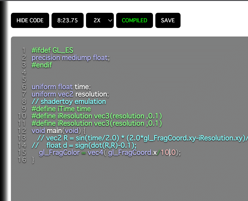 🎡GLSL入門 非常に簡単なワンライナー sign関数の使い方 gl_FragCoordの仕様｜無流アクタ