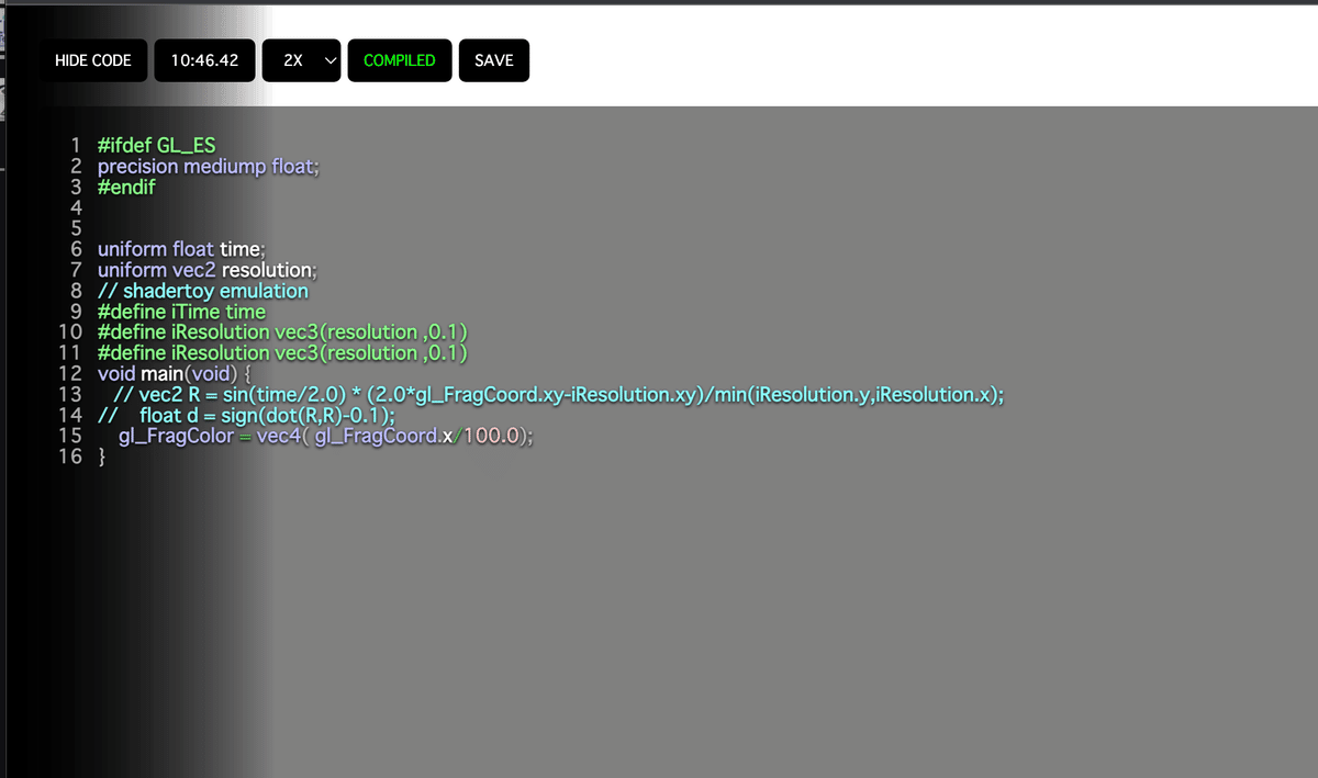 🎡GLSL入門 非常に簡単なワンライナー sign関数の使い方 gl_FragCoordの仕様｜無流アクタ