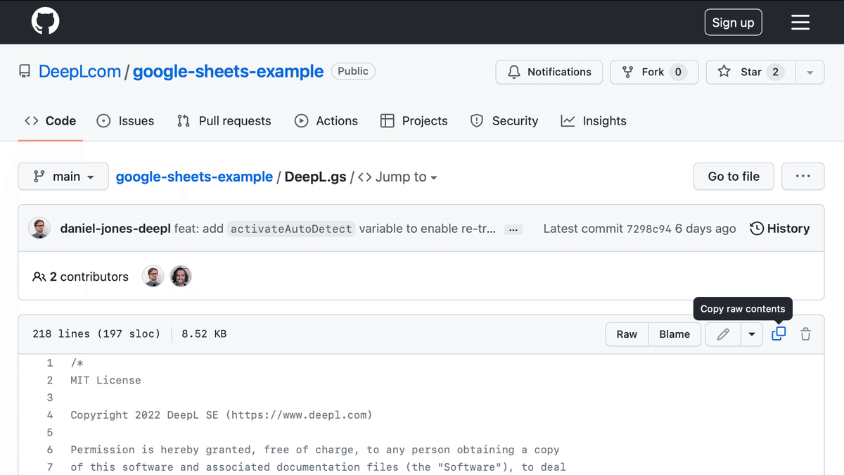 DeepL API - Google Sheets Exampleを試してみた｜安井清一郎
