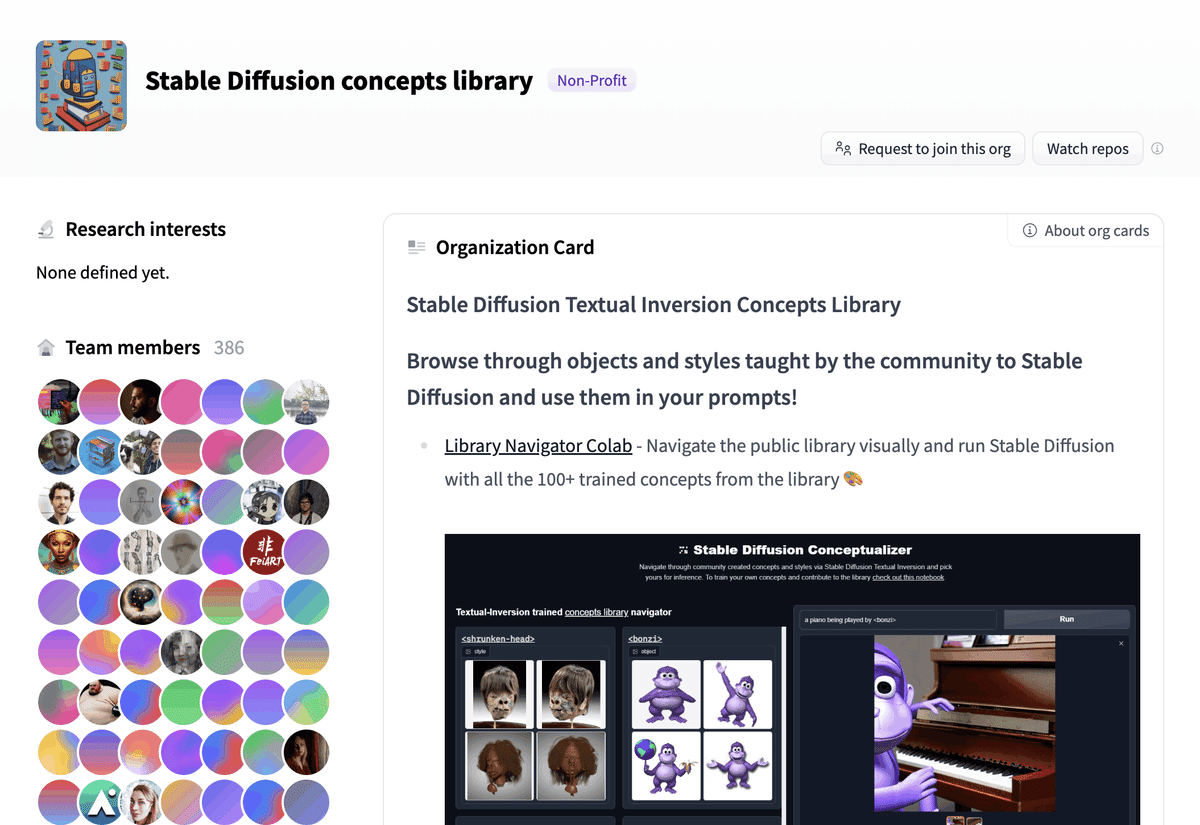 Stable Diffusion Concepts Library を試す｜npaka