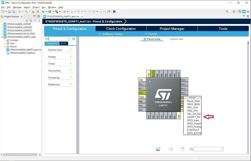 STM32F303K8T6のUSART1通信実験｜_m_watanabe