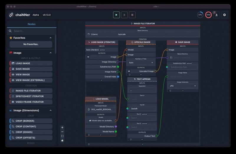 SwinIRをMac上で使いたい(ノードをつなげて画像処理ができるchaiNNerで機械学習アップスケーリング)｜サンインサイド