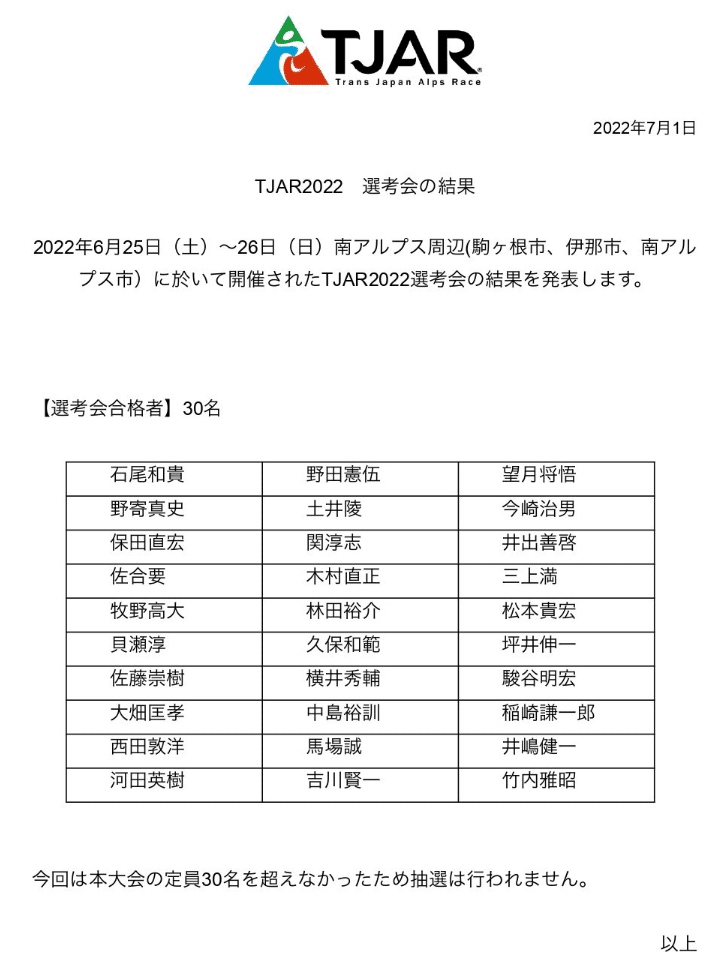 2022 TJAR選考会 合格｜吉川賢一 / Kenichi Yoshikawa