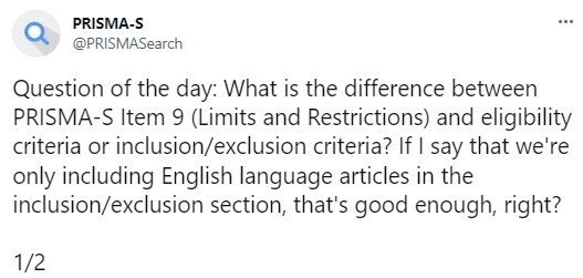 検索時のLimits and Restrictionsの報告：PRISMA-S｜うーまく12歳