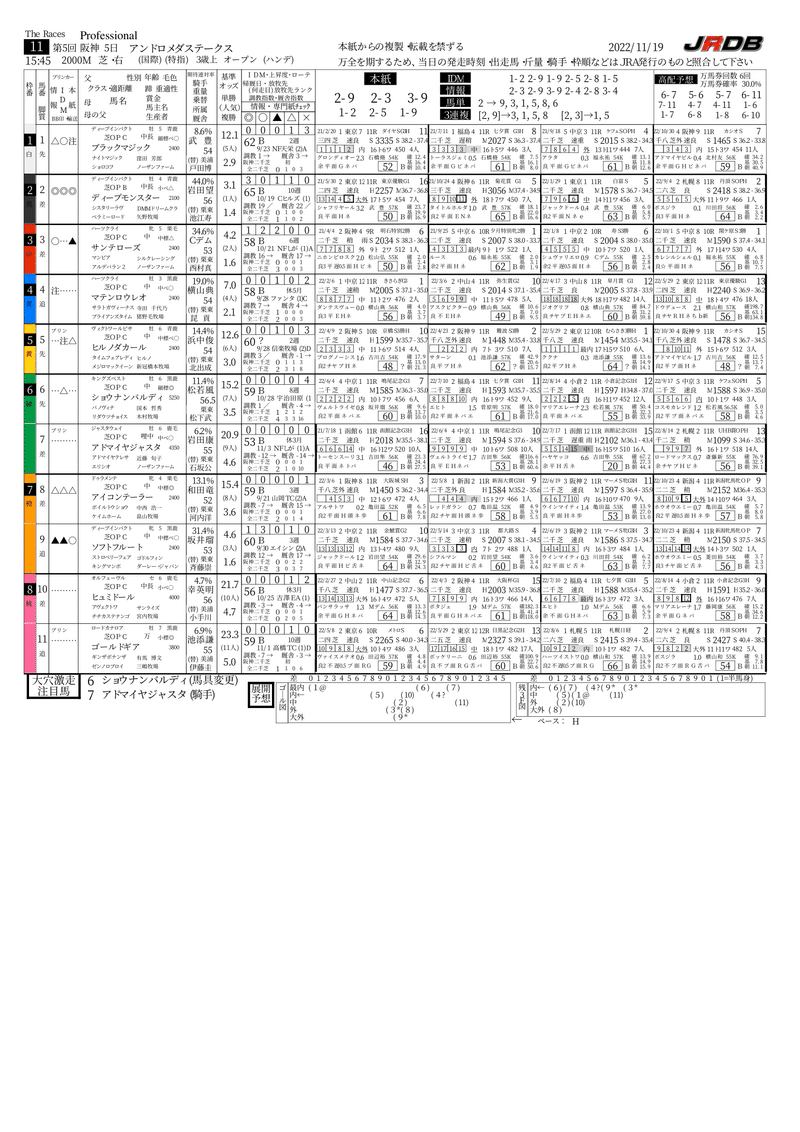 11/19（土）分の「パドック新聞」をご覧いただけます｜JRDB 競馬アラカルト｜note