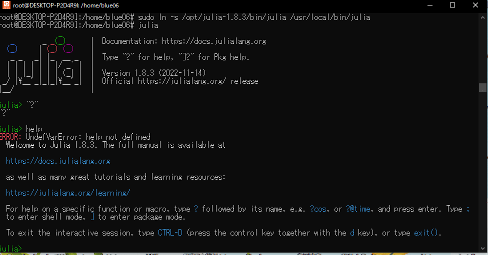 windows10 22h2{wsl} WSLに julia install｜blue06_2022