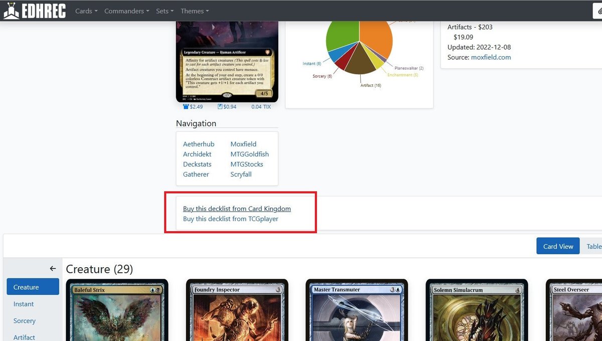 EDH初心者向け記事 ～0から始める統率者デッキ構築～ EDHRECを使ってみよう｜hyoi