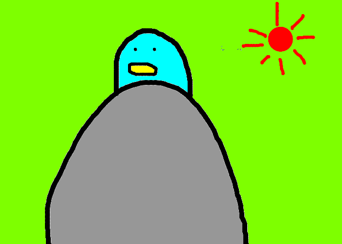 【お絵描き243】石の上にもペンギン｜TATSUKI(真のペンギン)@フォロバ100%