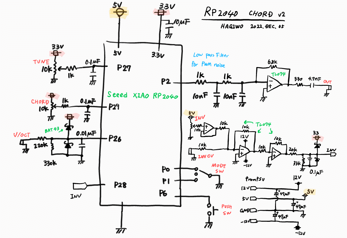 $9 RP2040 CHORD VCO v2 - DIY Eurorack Modular Synthesizer｜HAGIWO/ハギヲ