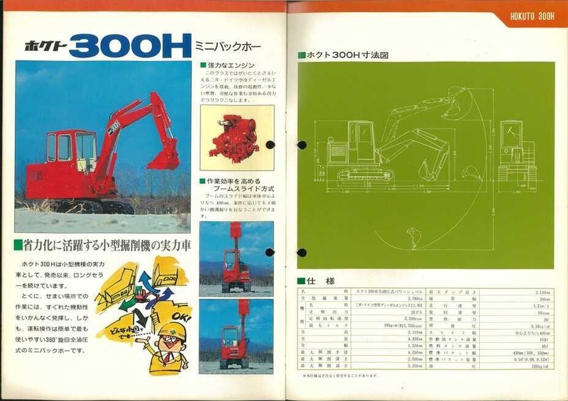 ホクト産業 ホクト ミニバックホーシリーズ 300HD/D-51/300H｜建設機械化ライブラリー