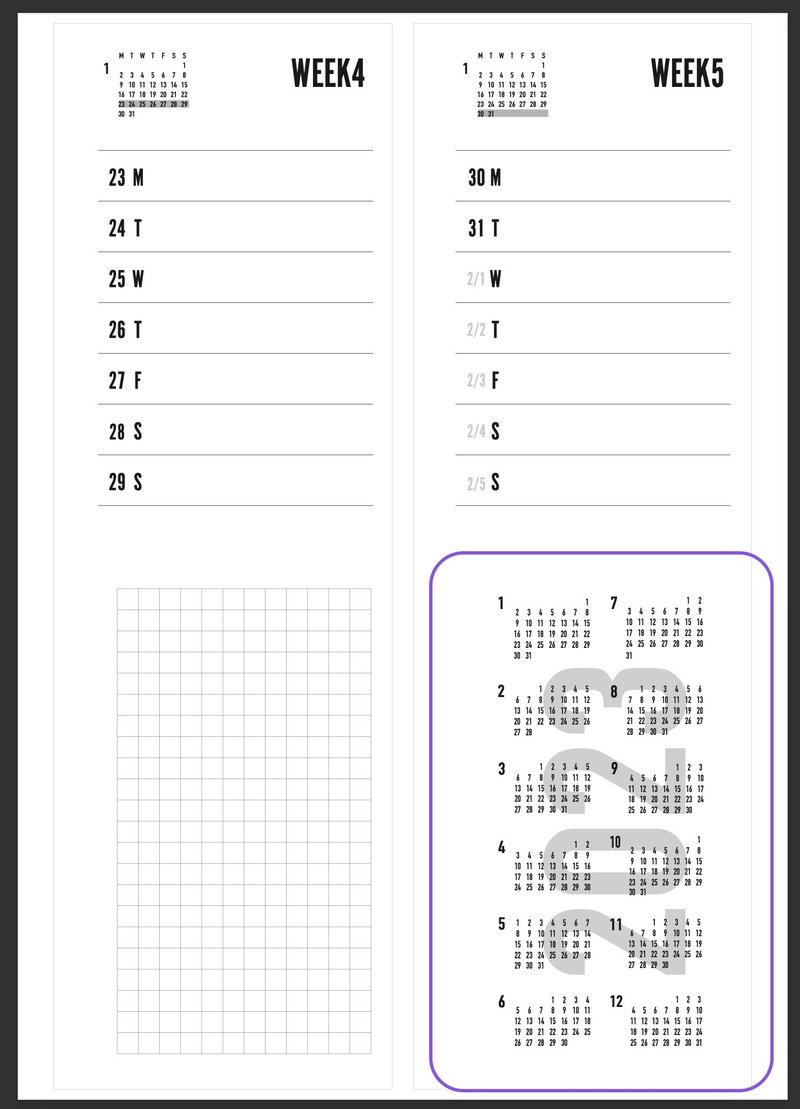 MINI6サイズリフィル無料ダウンロード[ 1月分 ]｜note1015