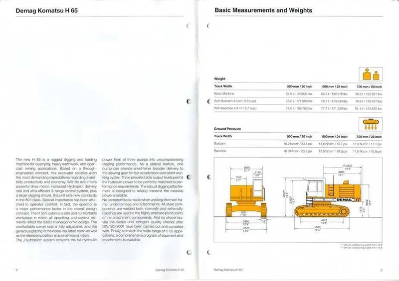 DEMAG KOMATSU H65 HYDRAULIC MINING SHOVELSPECIFICATION｜建設機械化ライブラリー