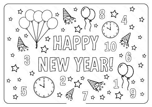 Free Printable Happy New Year 2023 Coloring Pages!｜coloringlib