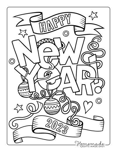 Free Printable Happy New Year 2023 Coloring Pages!｜coloringlib