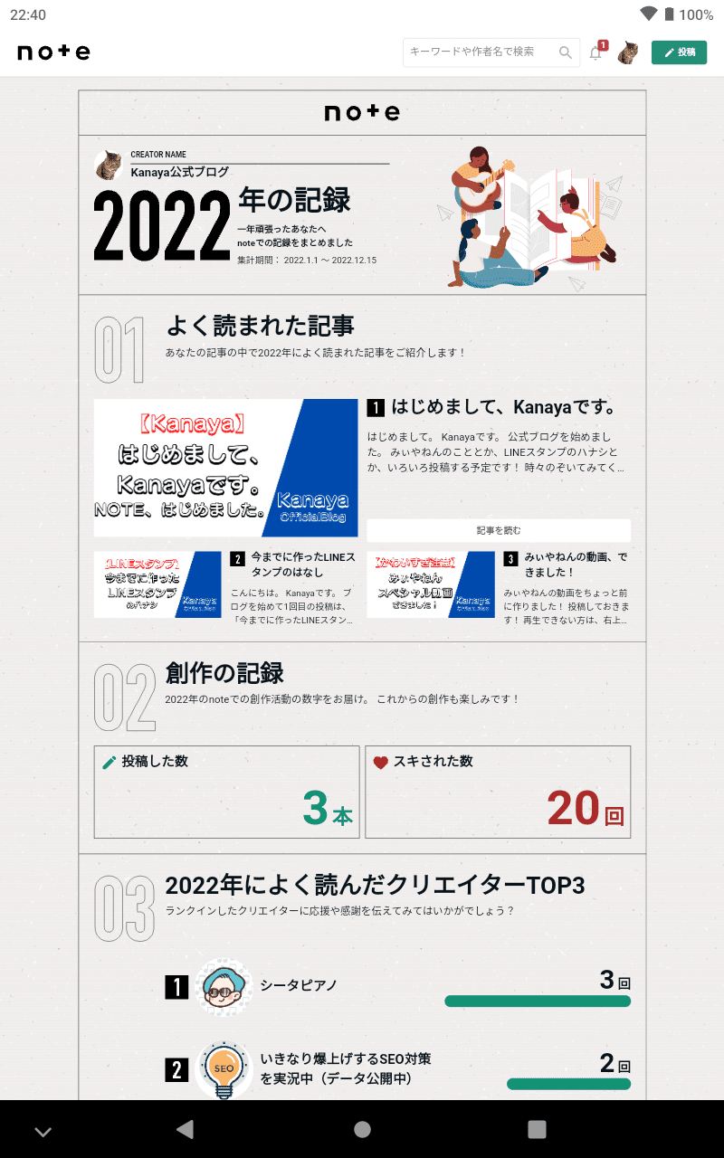 【Kanaya】2022年の振り返り｜【フォロー歓迎】Kanaya公式ブログ｜note