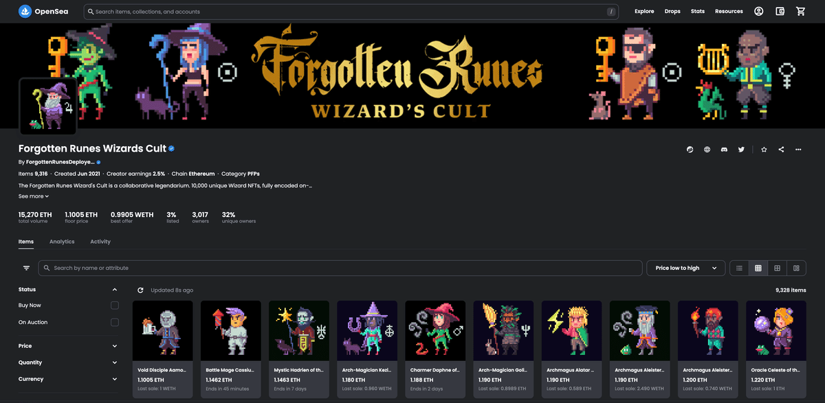 Forgotten Runes Wizard's CultのNFTとは？｜Crypto-Currency.News
