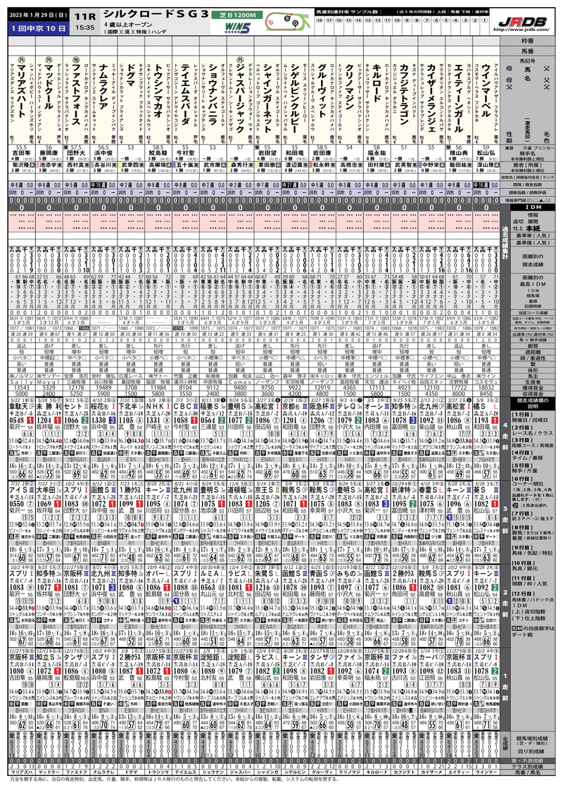 新ウェブレーシングペーパー(特別登録版)【1月28日～1月29日】｜JRDB 競馬アラカルト