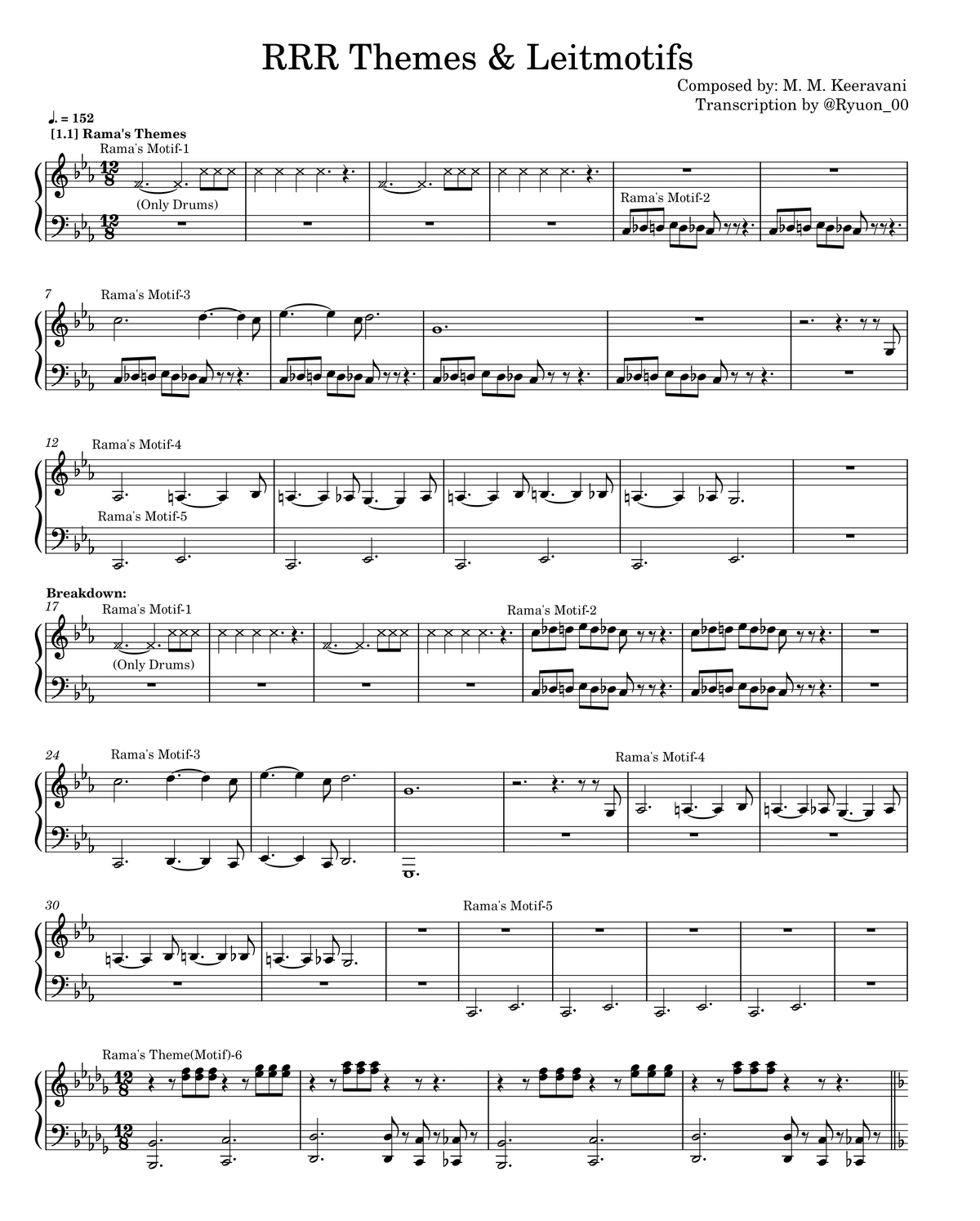 Music (Especially the Score) of RRR: Transcriptions and an Analysis on ...