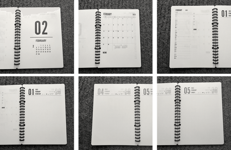 A5サイズリフィル/日付シート無料ダウンロード[ 2月分 ]｜note1015