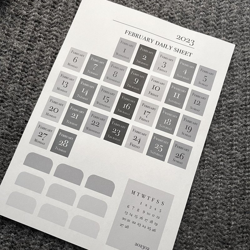 A5サイズリフィル/日付シート無料ダウンロード[ 2月分 ]｜note1015