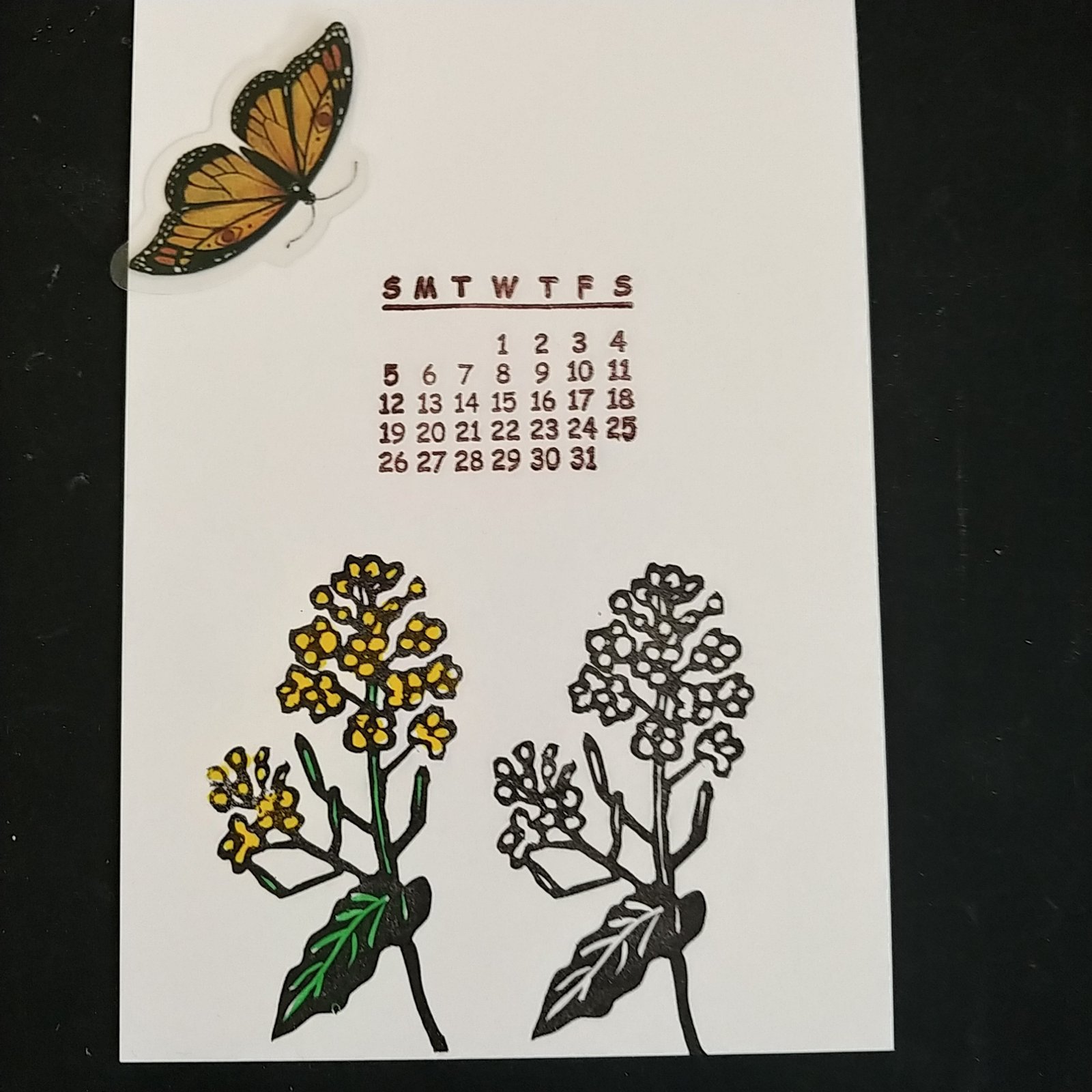 菜の花のスタンプ 取っ手つき 手彫り 消しゴムはんこ｜lapirose-stamp｜note