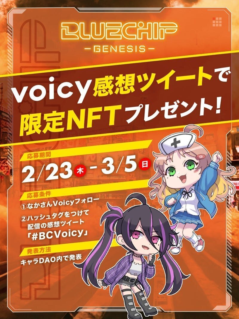 限定ヘッダーNFTがもらえる！Voicyフォロー&感想ツイート企画開催｜【公式】BLUECHIP-GENESIS-