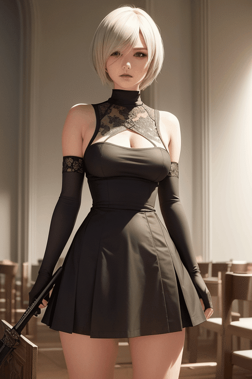 AIイラスト 33枚 目を隠してない2Bコス的な お絵描きAI｜番茶（50代Youtuber）