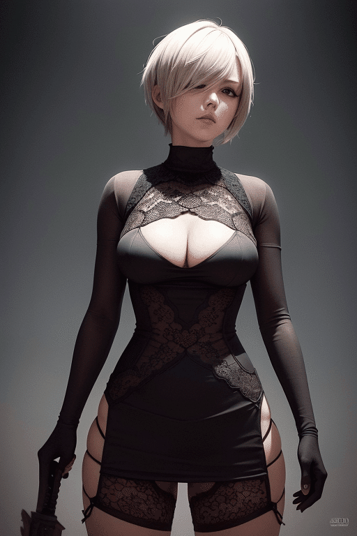 AIイラスト 33枚 目を隠してない2Bコス的な お絵描きAI｜番茶（50代Youtuber）