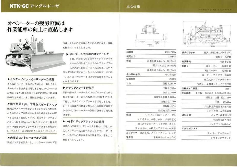 日特金属工業 オペレータ重視の新設計!NTK-6C アングルドーザ｜建設機械化ライブラリー