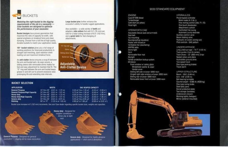 CASE CASE Excavator 9020 SPECIFICATIONS｜建設機械化ライブラリー