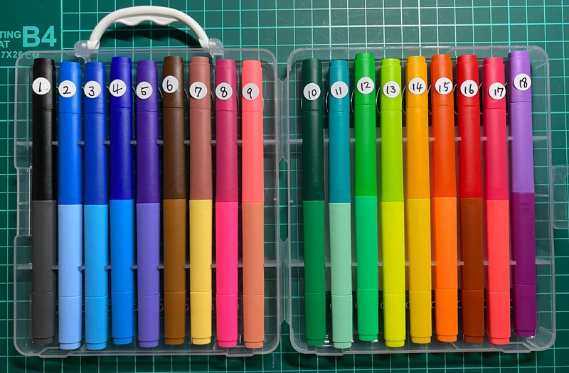 水性ペン ダイソー ツイン水性カラーペン36色｜ポキポキ
