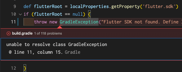 [Flutter]unable to resolve class GradleExceptionの解決方法｜チンプー