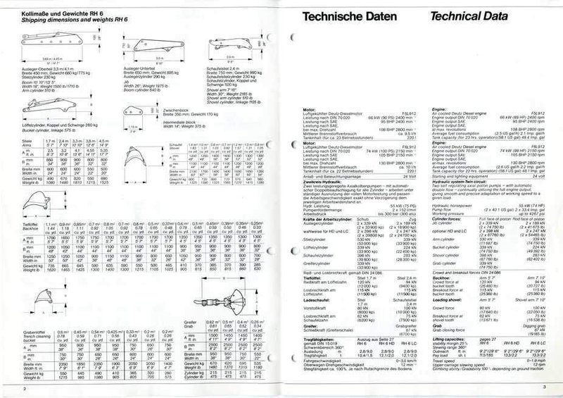 O&K Technische Daten_Technical Data Hydrobagger und-lader Hydraulic Excavator and Loader RH6 ...