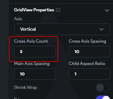 【FlutterFlow】スクロール方向やアイテム表示数を後から変えると、こうなります：GridView｜松井真也＠登録セキスペ