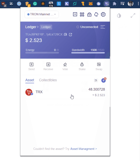 帳合トロン（TRX）アカウントをトロンリンクに接続する｜ledgerwallet