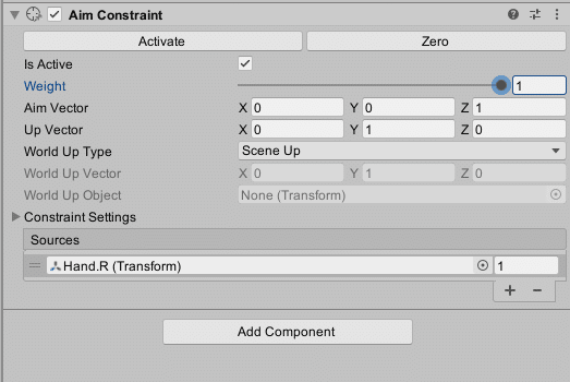 Aim constraintを使用して両手持ちを再現する｜nekochanfood