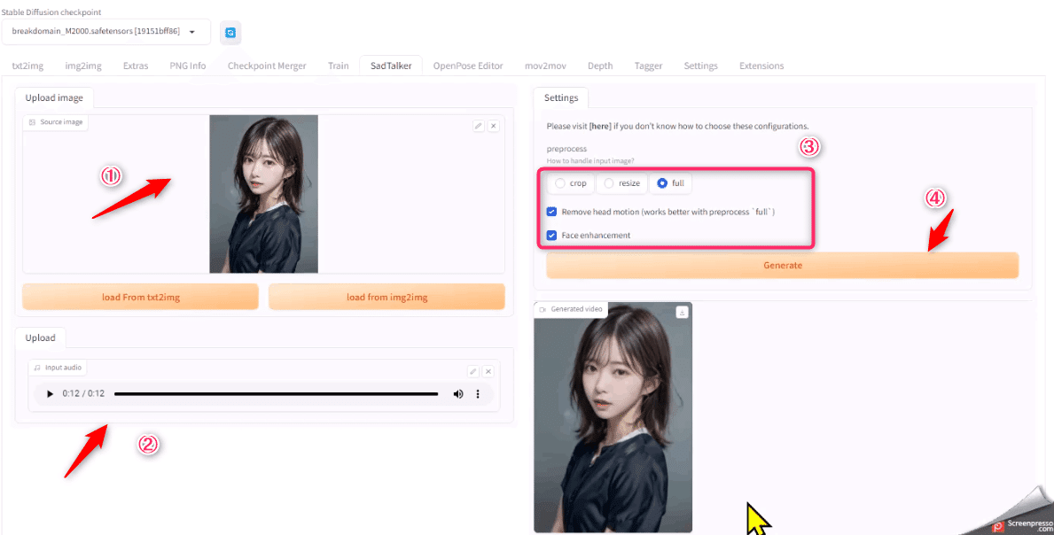 【画像を喋らせる】Stable Diffusion Web UIで口パク動画を作る方法【SadTalker】｜これすご-AIクリエイティブ-