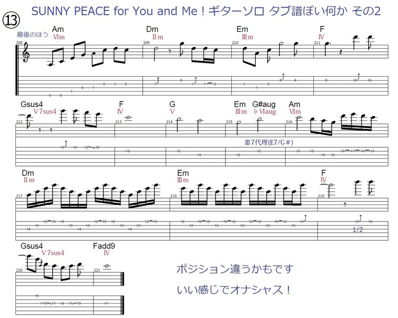 SUNNY PEACE for You and Me！コード譜 ギターソロタブ譜 度数付き (サニーピース アイプラ IDOLY PRIDE) ｜まー