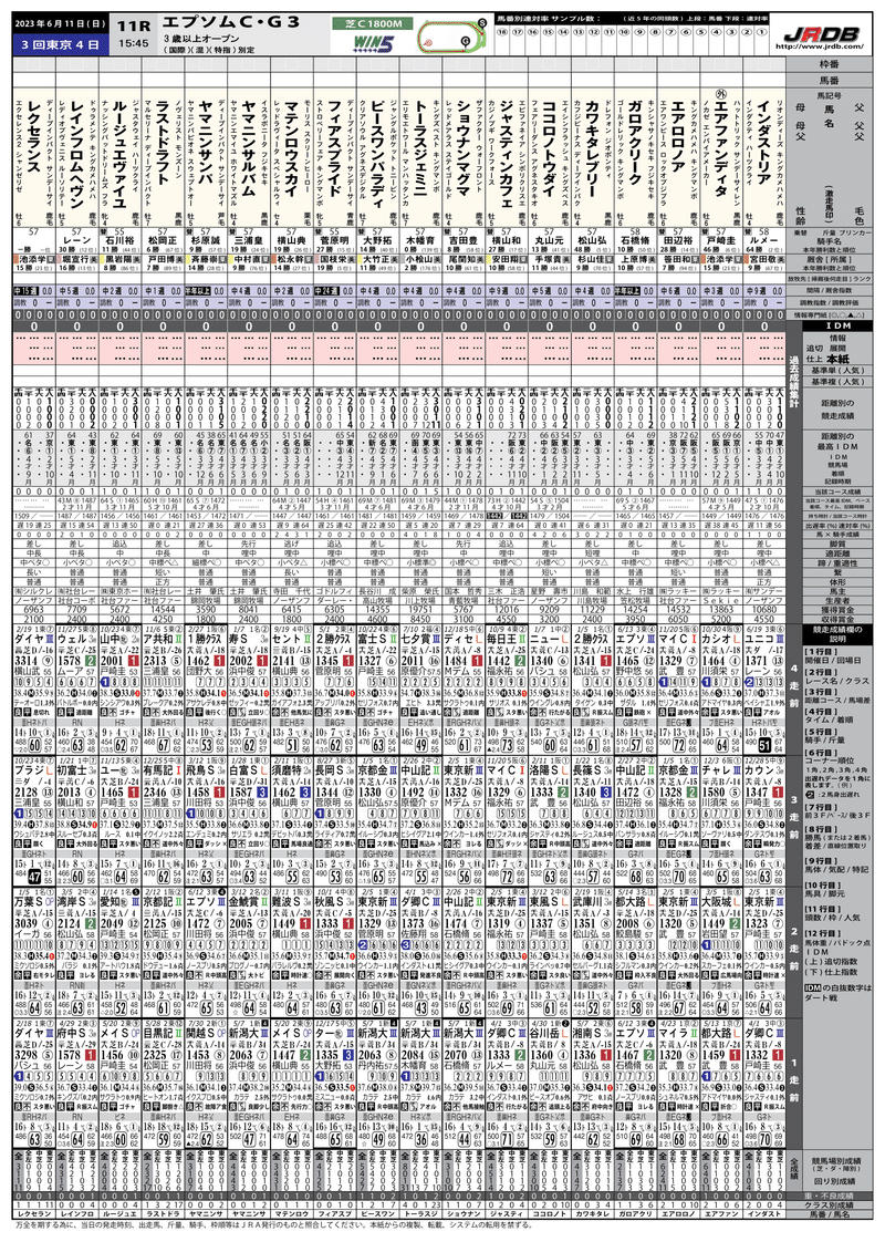 新ウェブレーシングペーパー(特別登録版)【6月10日～6月11日】｜JRDB 競馬アラカルト