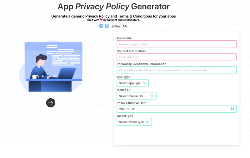 App Privacy Policy Generatorでアプリのプライバシーポリシーを30秒生成！｜チンプー@GAFAMエンジニア