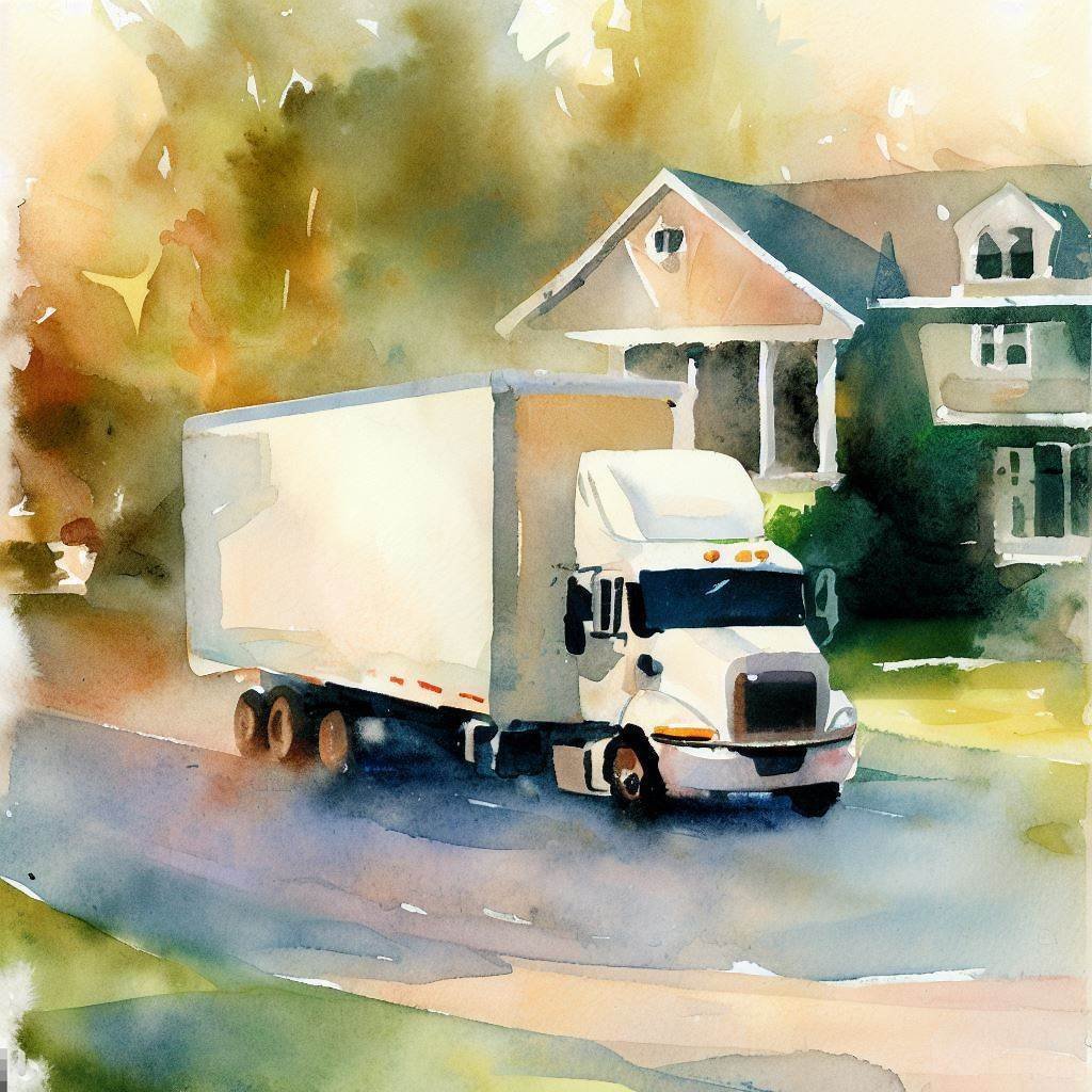 AI生成画像 「引っ越しのトラックが家の前に来た」｜青柳 政孝 (Aoyagi Masataka) _画像投稿用