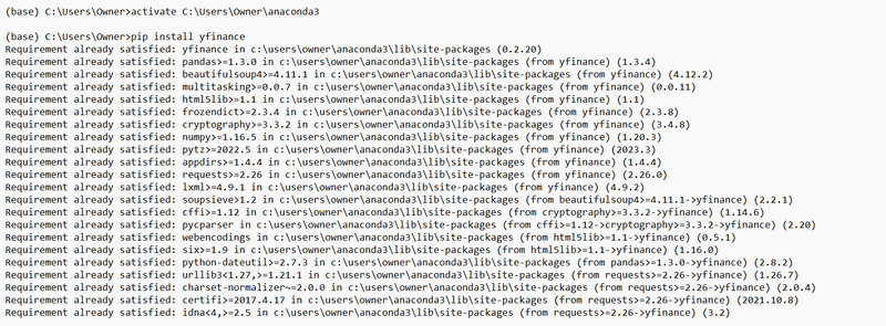 【Python】Anaconda環境でyfinanceをDLするのに苦戦した話｜チャウ×2