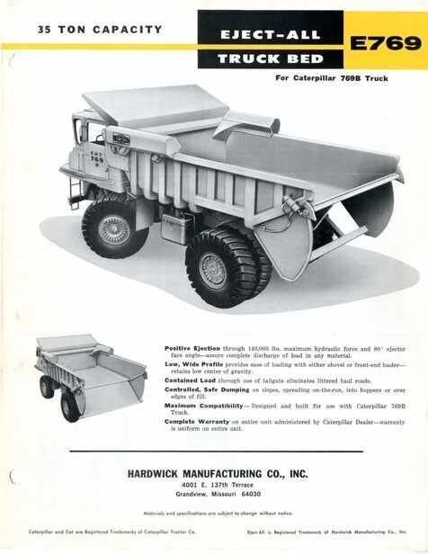 HARDWICK MANUFACTURING CO., INC 35 TON CAPACITY EJECT-ALL TRUCK BED ...