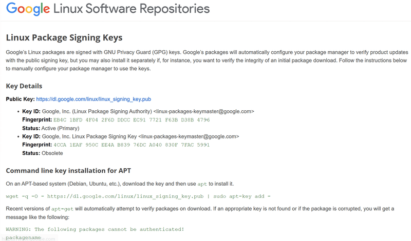 UbuntuでChromeをapt-keyで操作した場合のキー削除方法｜tonPt