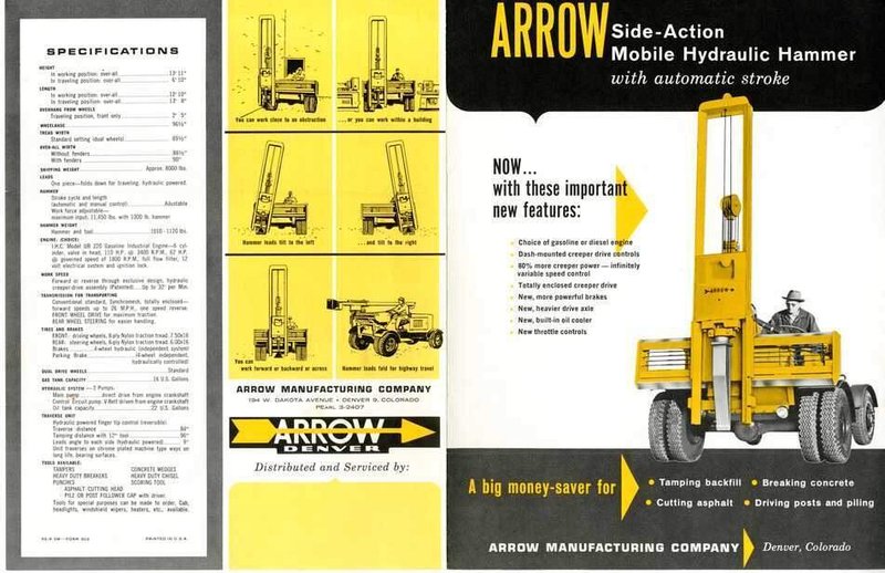 ARROW MANUFACTURING COMPANY ARROW Side-Action Mobile Hydraulic Hammer with automatic stroke｜建設機械 ...